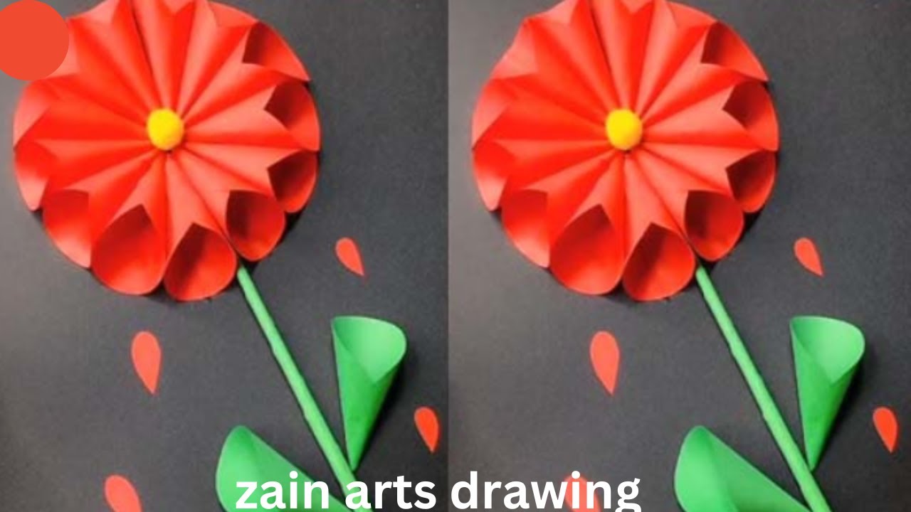 Diy paper cute red flower like red rose | How to make paper easy circle ...