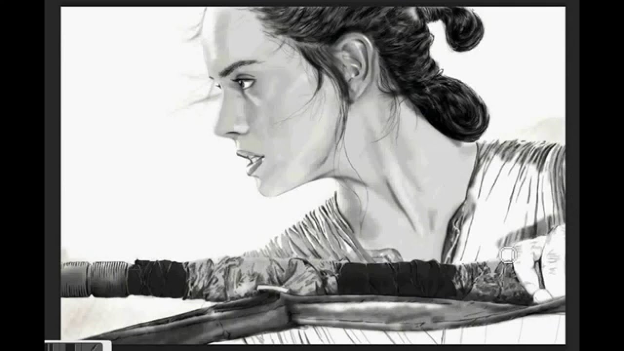 Star Wars VII Rey Speed Digital Drawing/Timelapse - YouTube