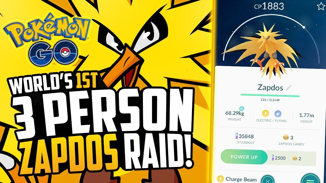 Pokemon Go - WORLD'S FIRST 3 PERSON ZAPDOS RAID! (Pokemon Go Zapdos ...