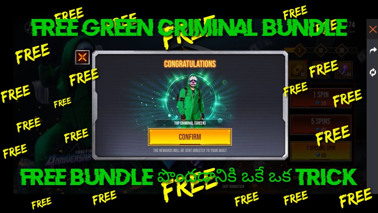 Free Green Criminal Bundle Best Trick | Garena Free Fire Finally IGot ...