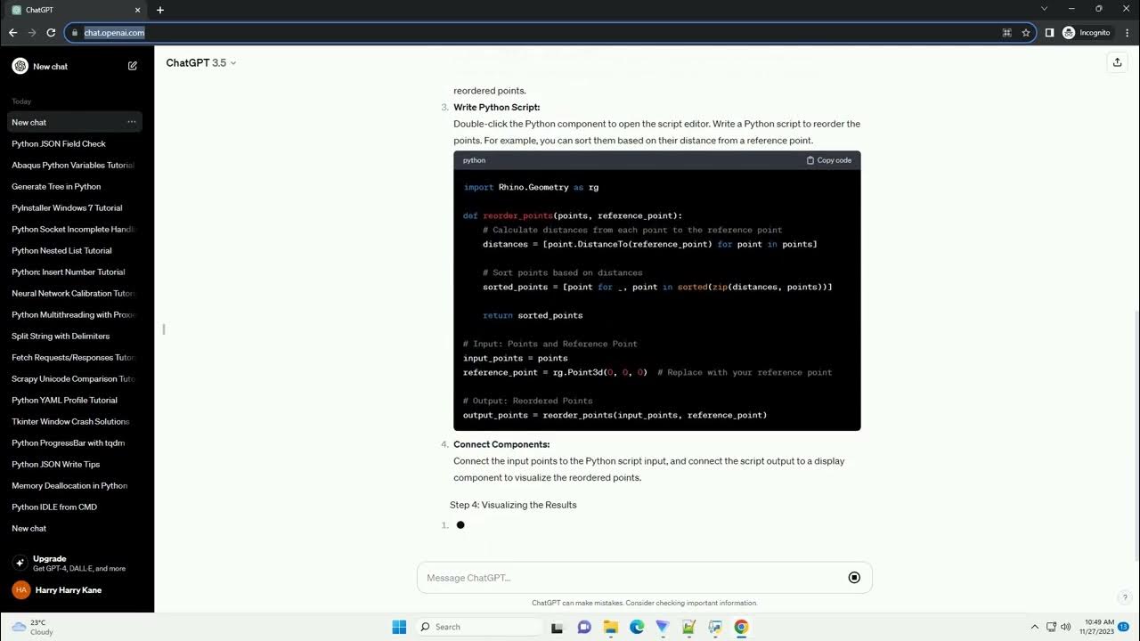 How to reorder and visualize an array in Grasshopper and or Python ...