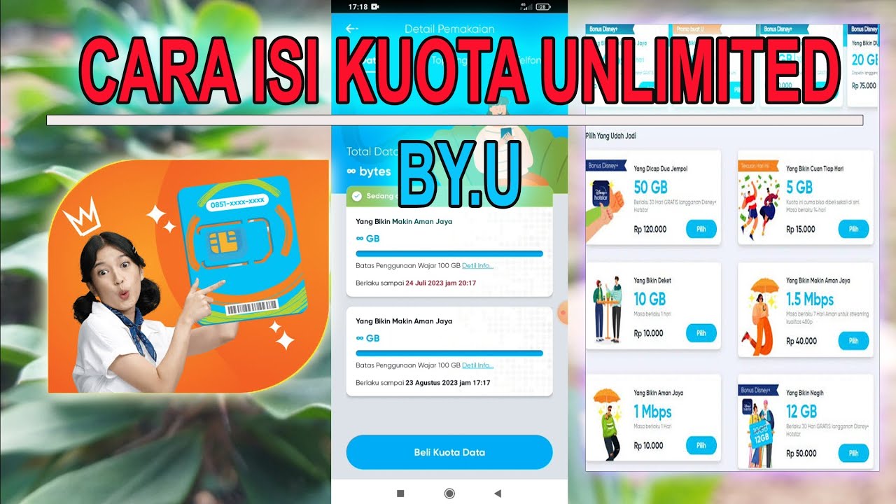 CARA MENGISI KUOTA UNLIMITED DI BY.U - YouTube