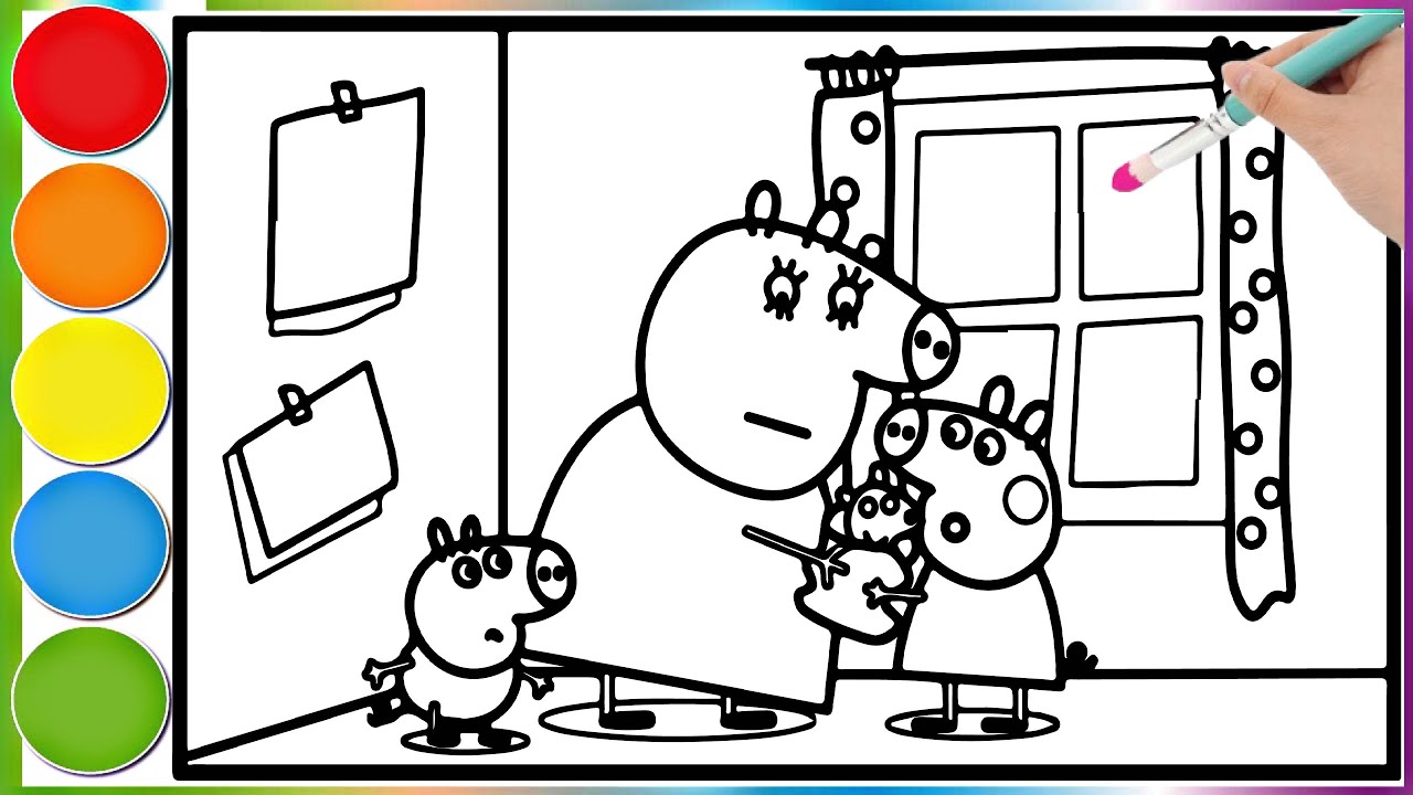 Peppa Pig family drawing Drawing and Coloring || Peppa Pig Full ...