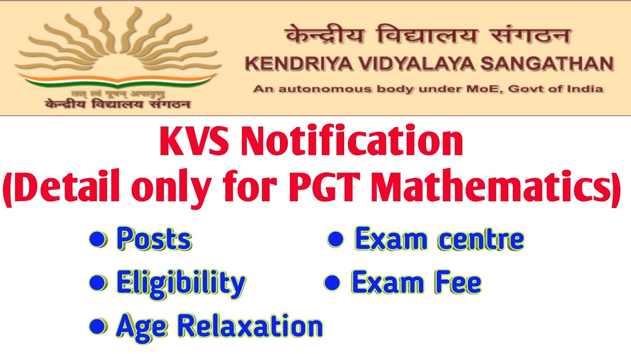 KVS Notification || Only for PGT Maths || By Maths Circle - YouTube