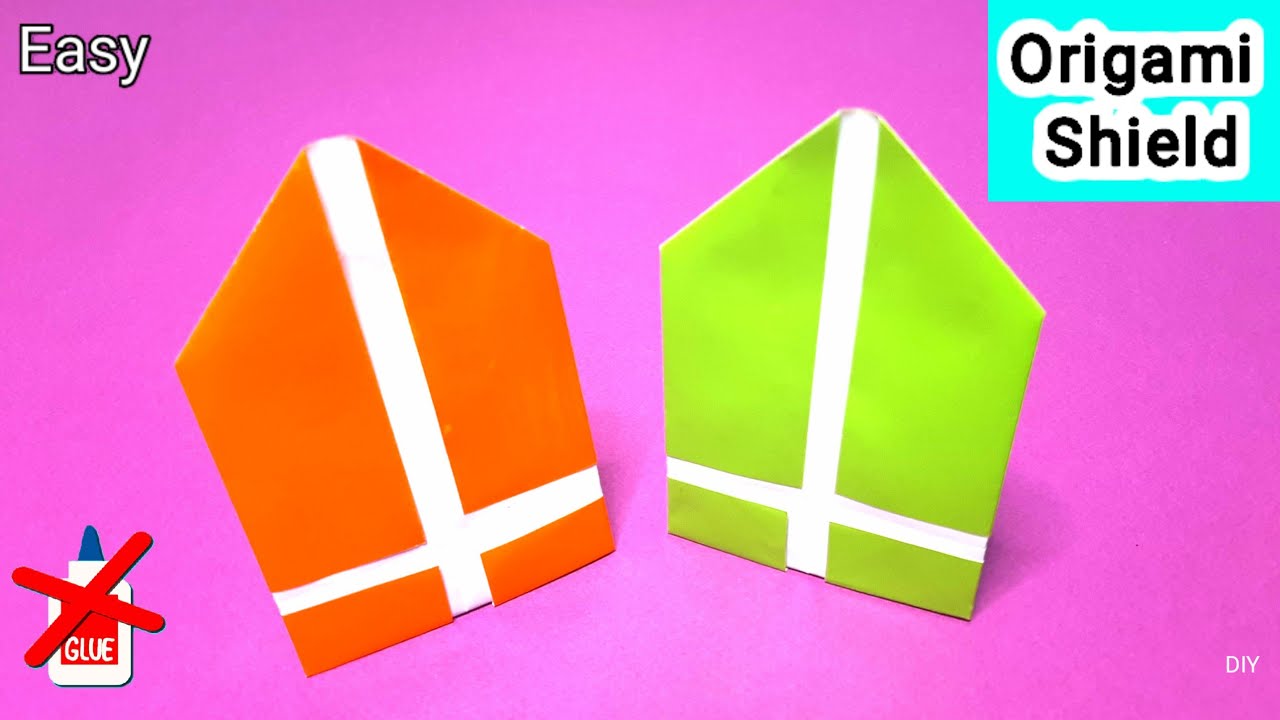 DIY Origami Shield: Easy Paper Craft Folding, paper shield easy no glue ...