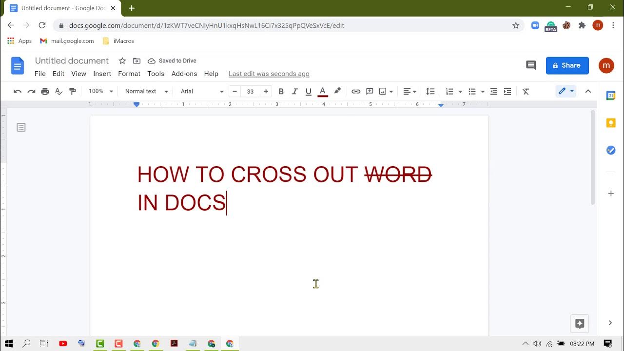 how to cross out word in google docs - YouTube