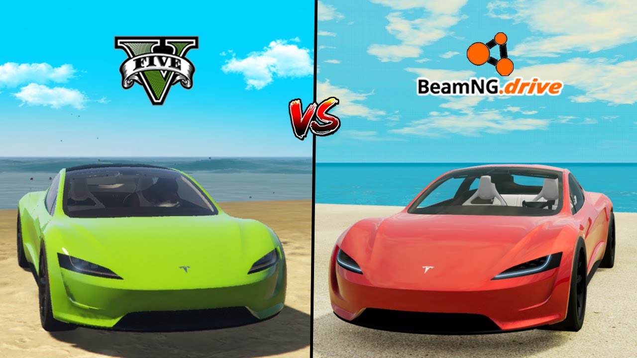 GTA 5 Tesla Roadster Car Vs Beamng.drive Tesla Roadster Car | Which Is ...