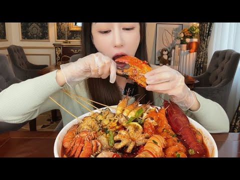 Mukbang seafood 🦞🦐🐙🍣 - YouTube