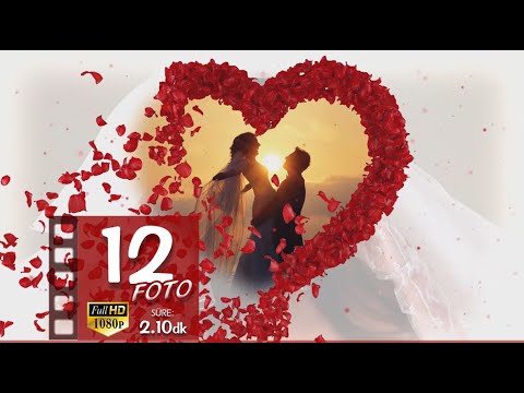 Gül Yapraklı Kalpler Düğün Slaytı   Slayt Foto Klip 1080p Full HD