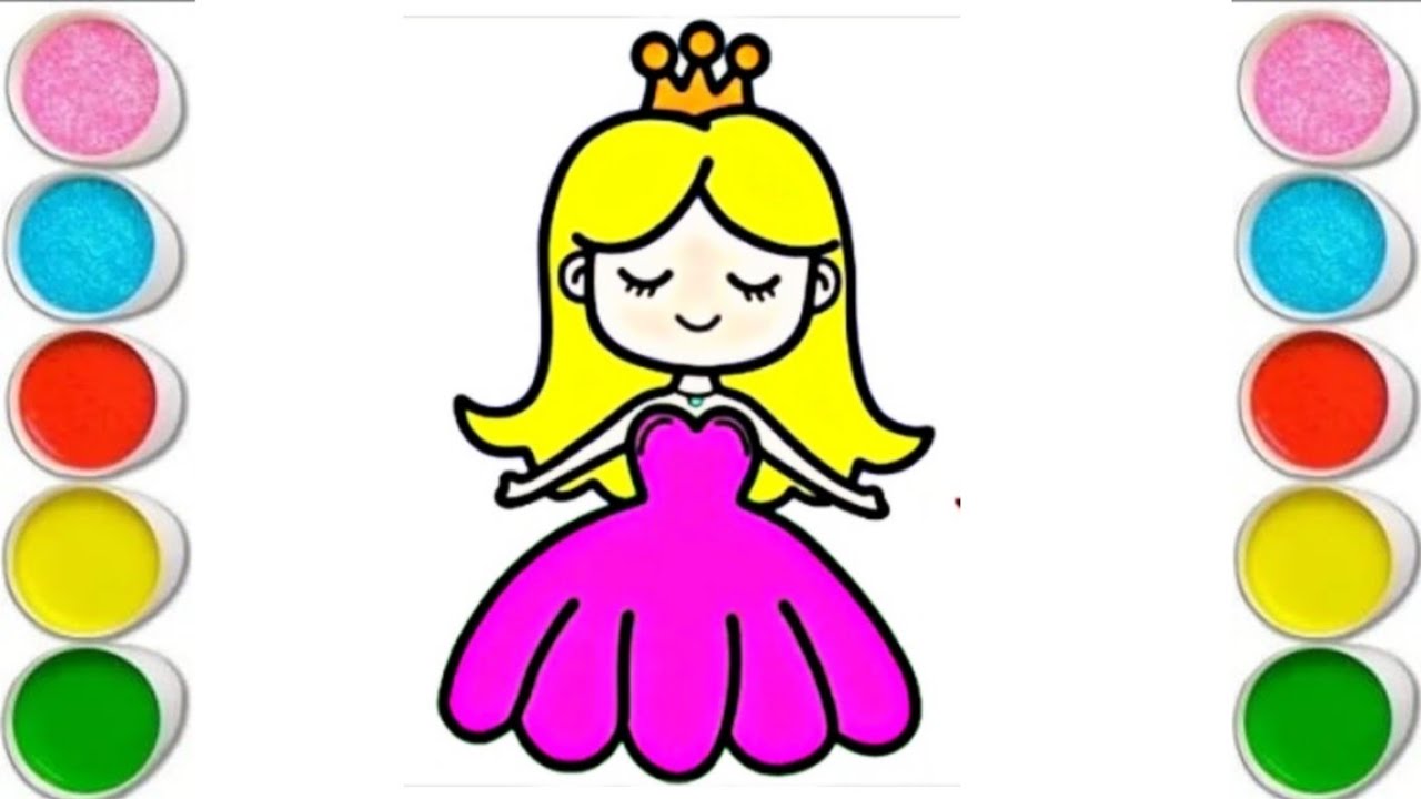 Beautiful Princess Drawing, Painting & Coloring For Kids and Toddlers ...