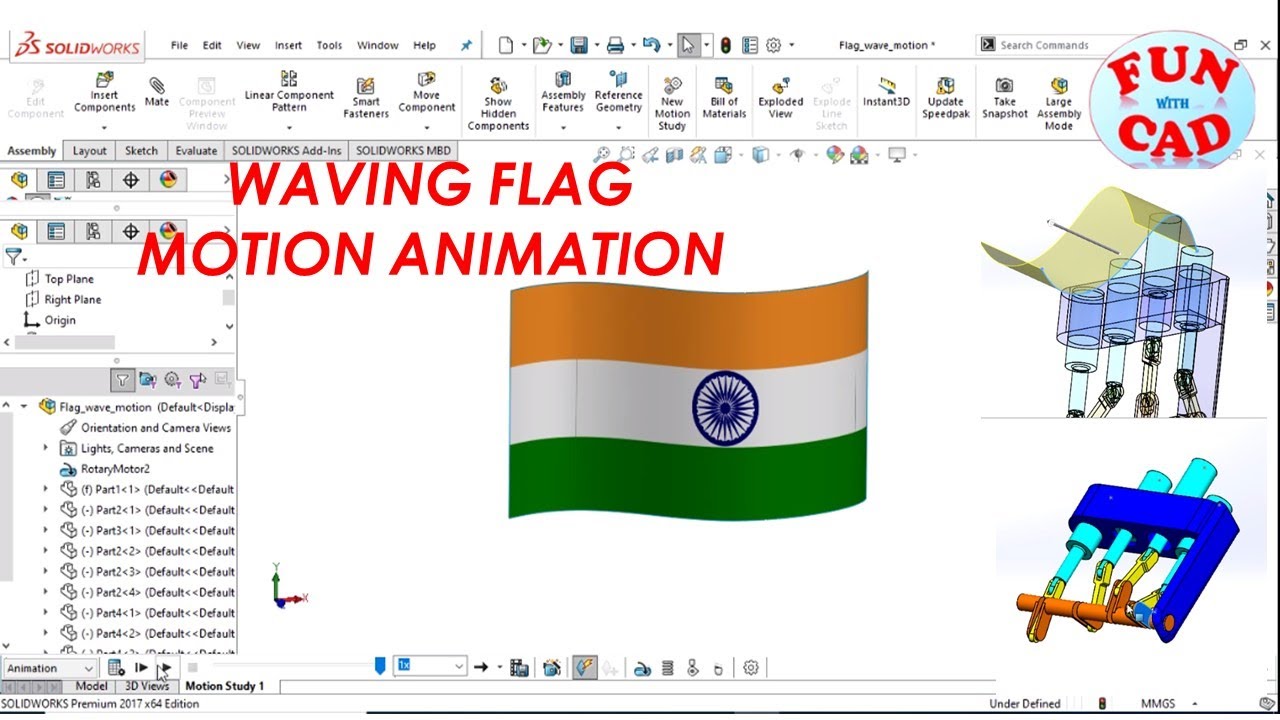 Learn WAVING FLAG Motion Animation SolidWORKS | External Reference ...