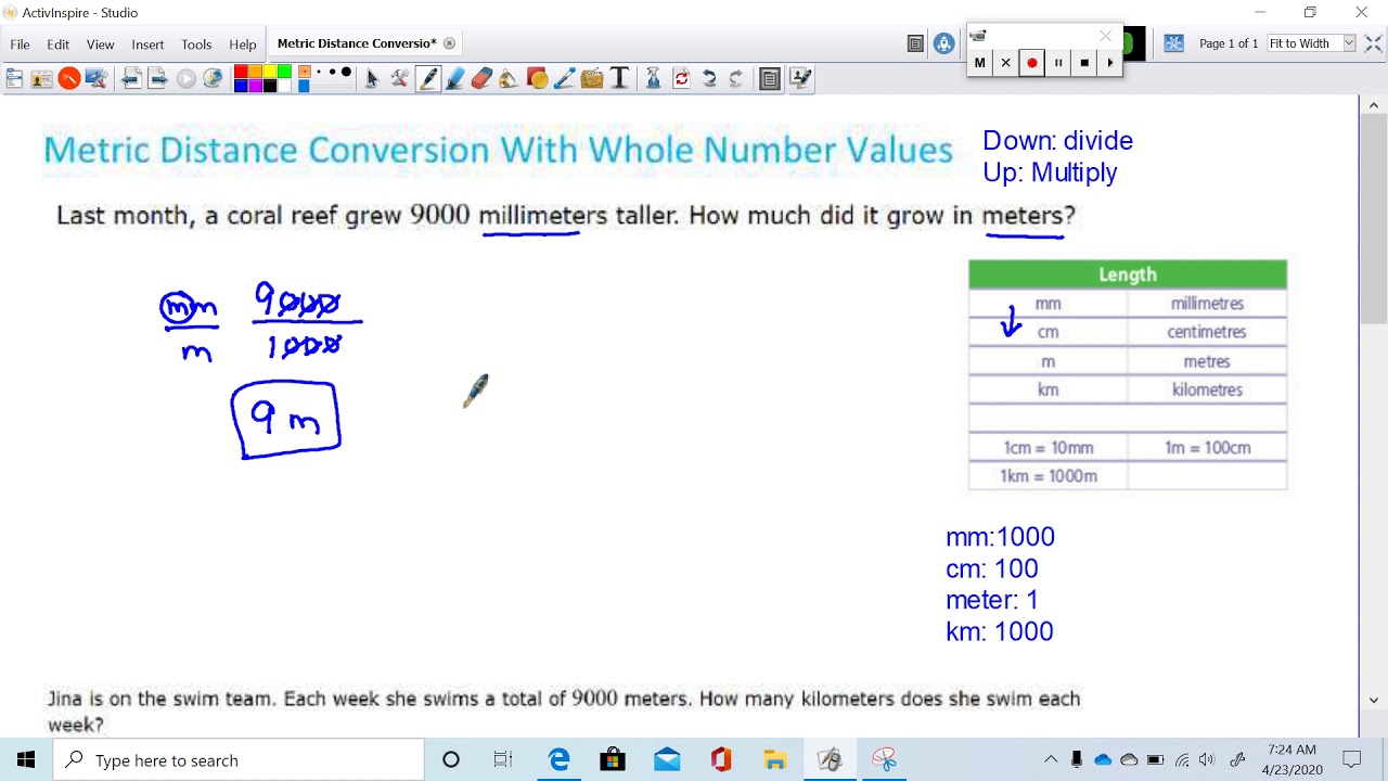 Metric Distance Conversion With Whole Number Values - YouTube