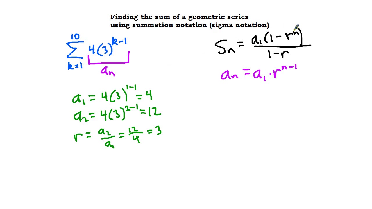 Using Summation Notation sigma Notation For A Geometric Series YouTube