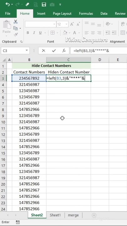 How to hide middle no. or sensitive info in excel like a PRO🏅 #excel #exceltricks #account - YouTube