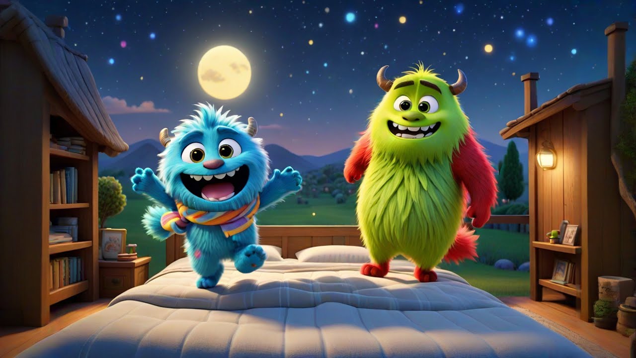 Ten Little Monsters Jumping on the Bed | Silly Counting Song for Kids ...