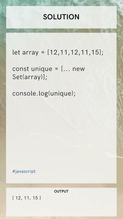 How To Get Unique Values From An Array Javascript Beenumlearning