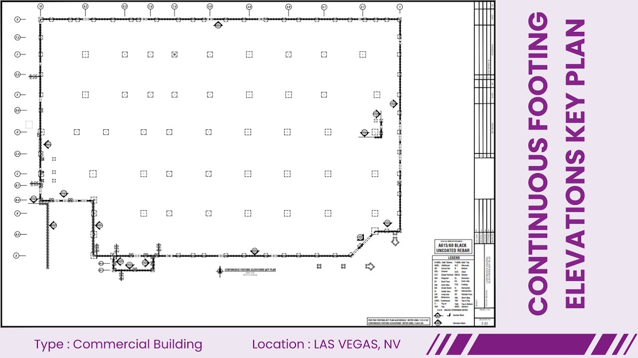Continuous footing elevations key plan | #rebardetailing - YouTube