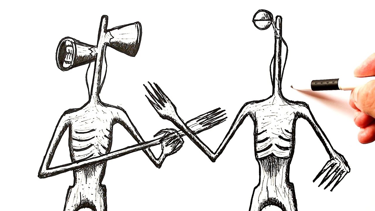 How to draw a Siren Head attacking Light Head @EhedovElnur - YouTube