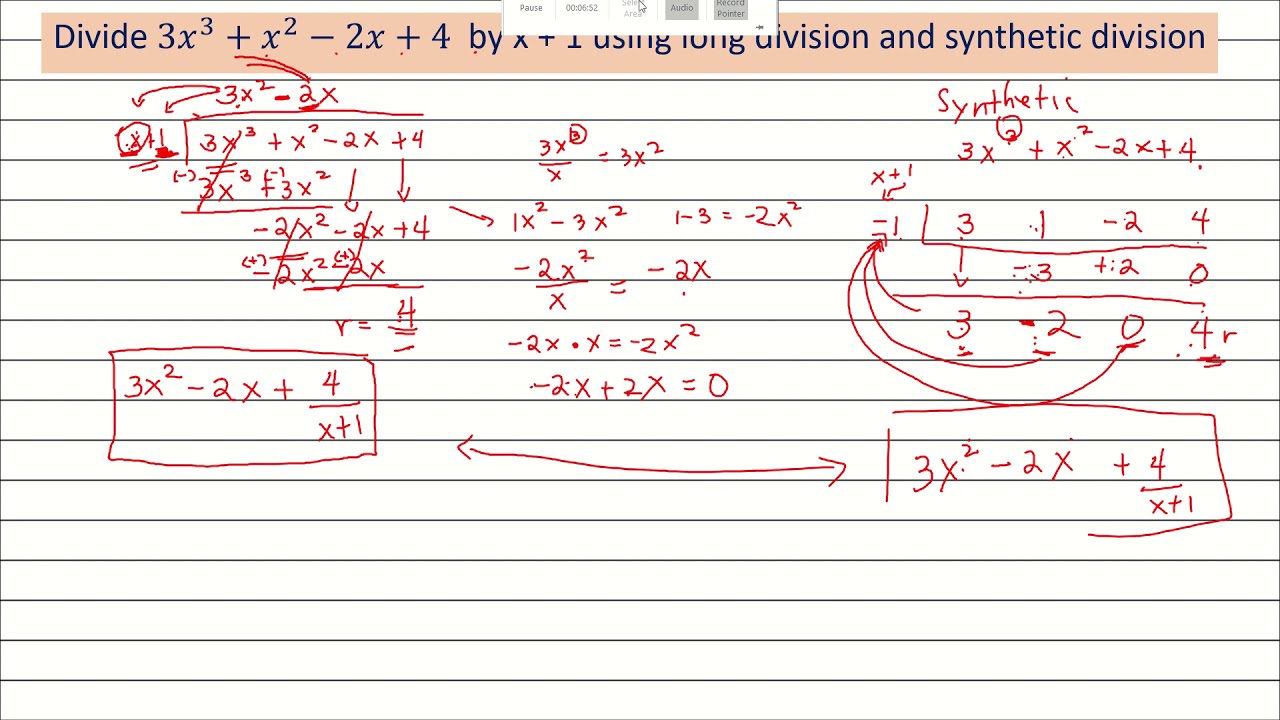 HOW TO DIVIDE POLYNOMIAL BY A BINOMIAL USING LONG DIVISION AND ...