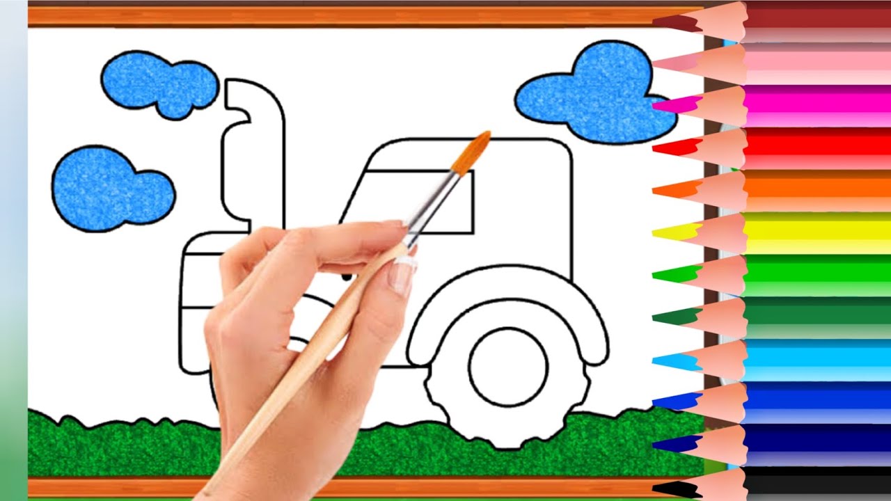 How to colour tractor Easy coloring video for kids & toddlers | Draw ...