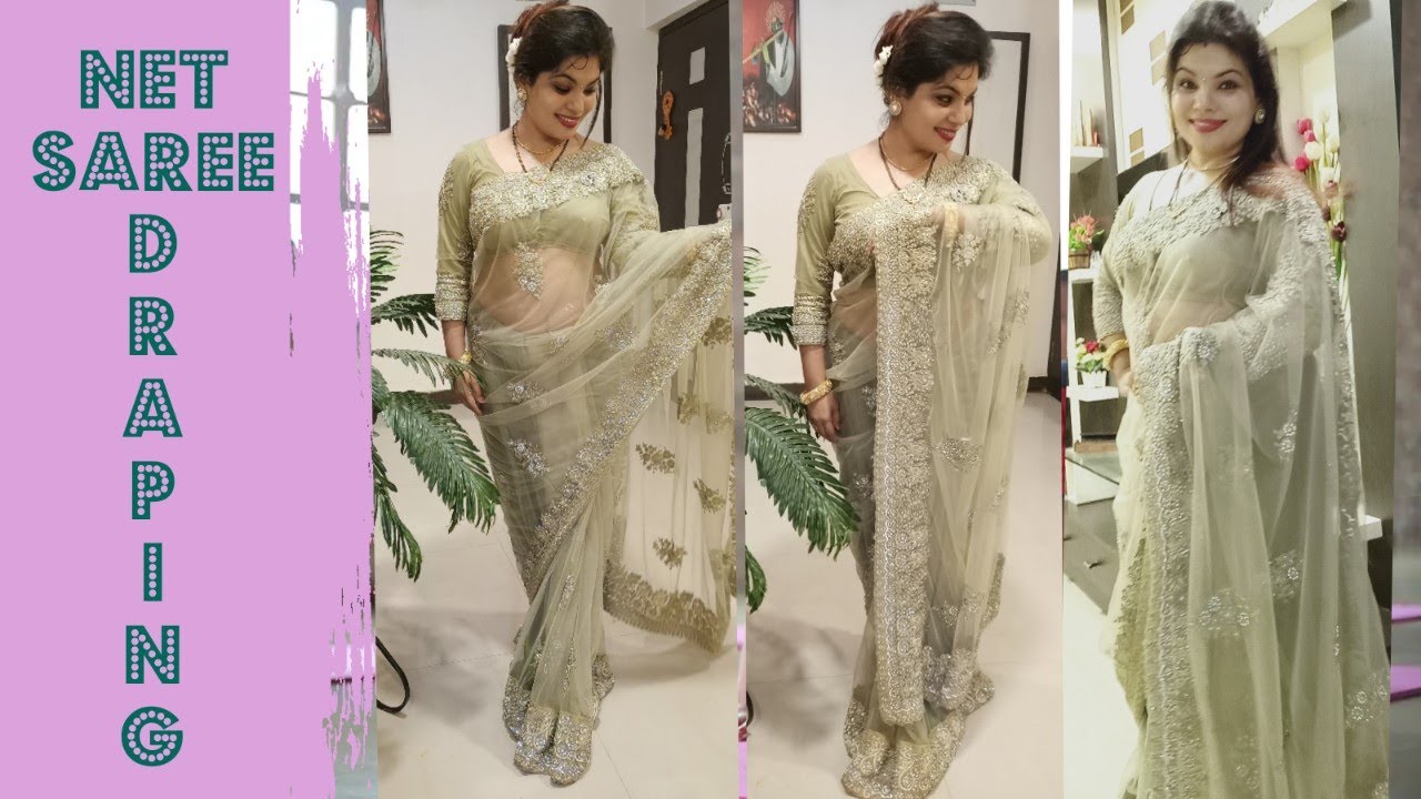 #netsarees#manemagalu# NET SAREE DRAPING EASILY - YouTube