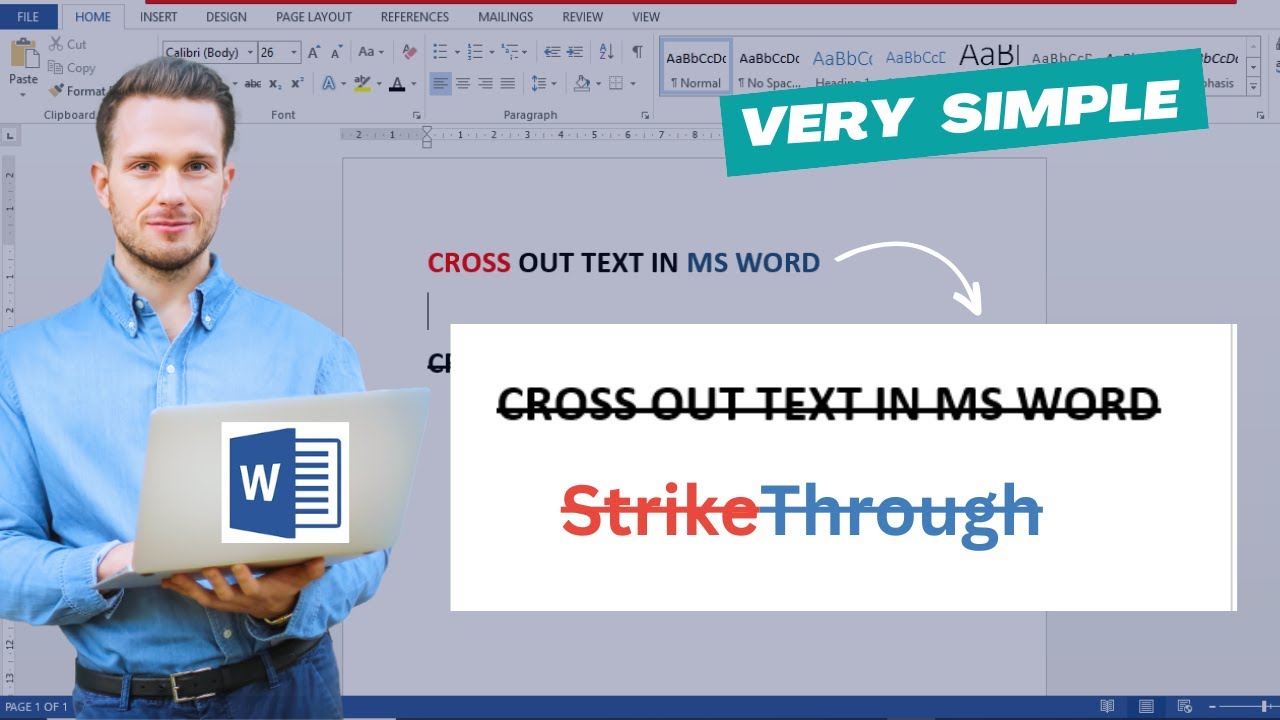 How to Strikethrough Text in Microsoft Word | line from middle of the ...