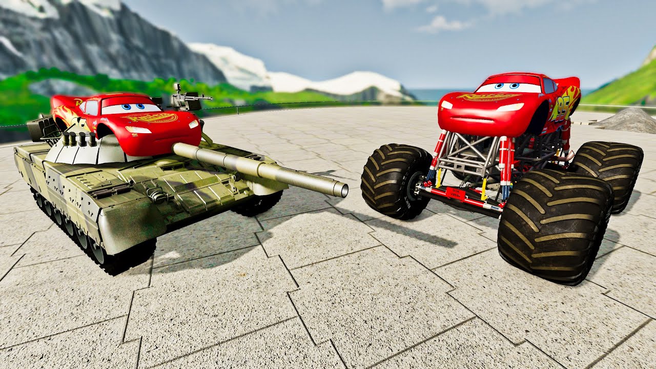 Monster Truck Lightning Mcqueen VS Tank Lightning Mcqueen - which is ...