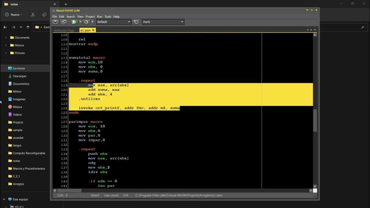 Programacion con arrays en ensamblador ( Video 2) - YouTube