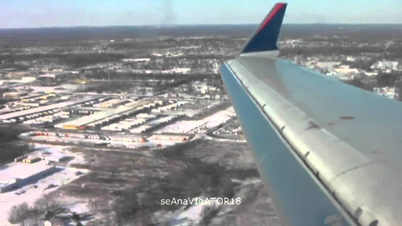 Aerial / Landing View Detroit Michigan, USA (Delta Airlines Bombardier ...