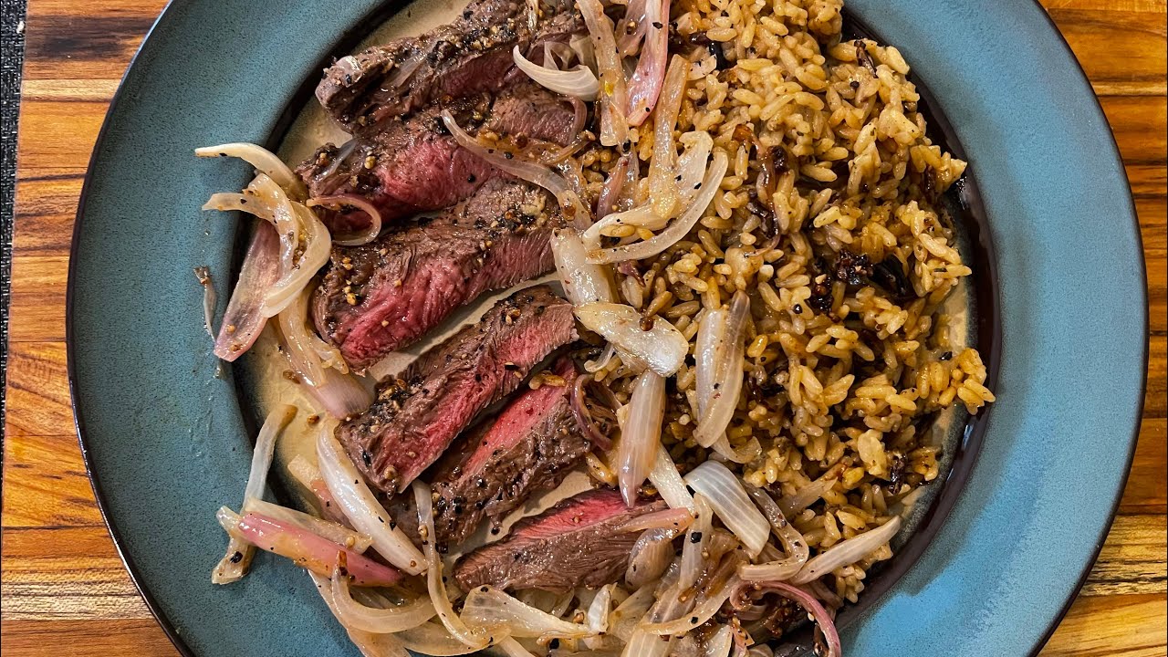Bison Flat Iron Steak with Onions - YouTube