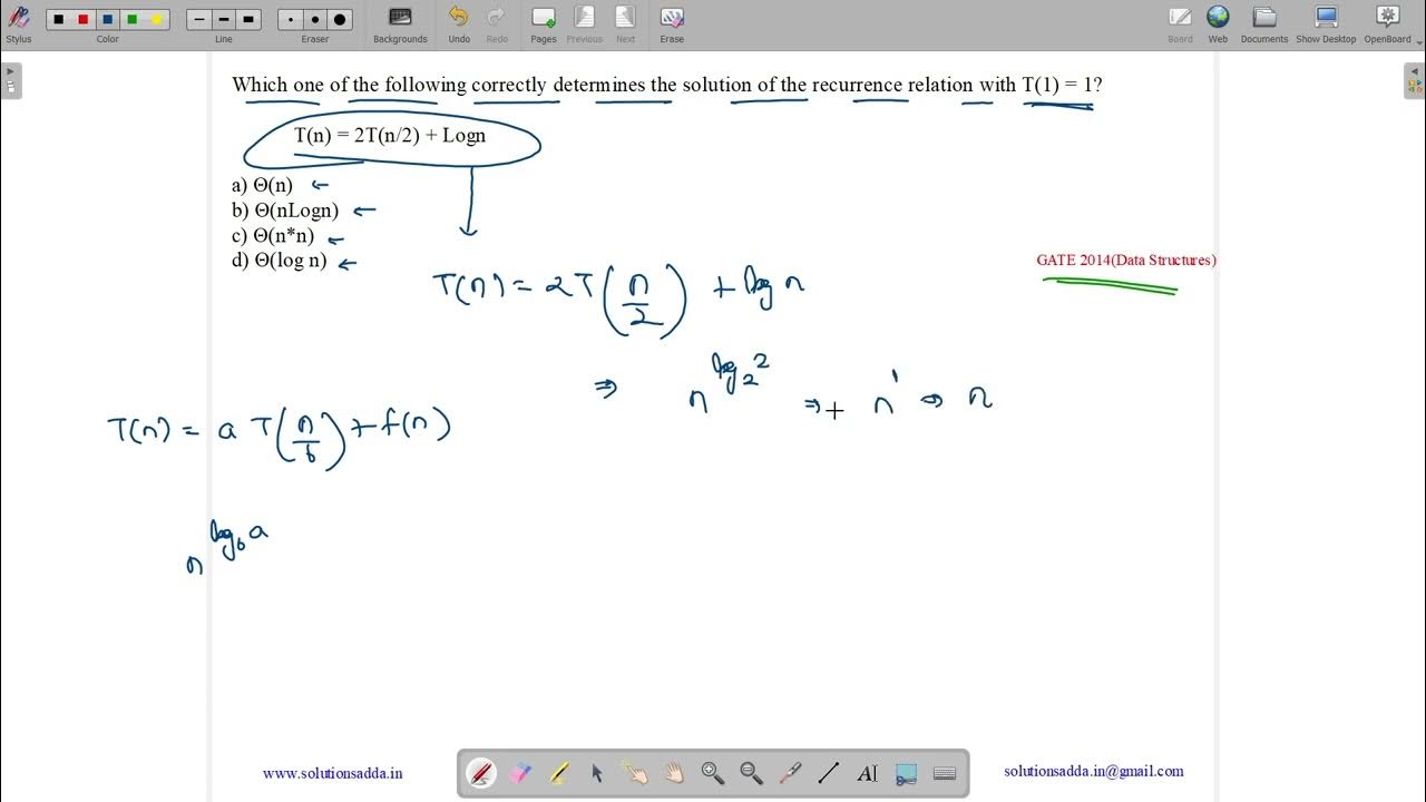 Gate 2014 Set 2 Algorithms Recurrence Gate Test Series Solutions Adda Explained By