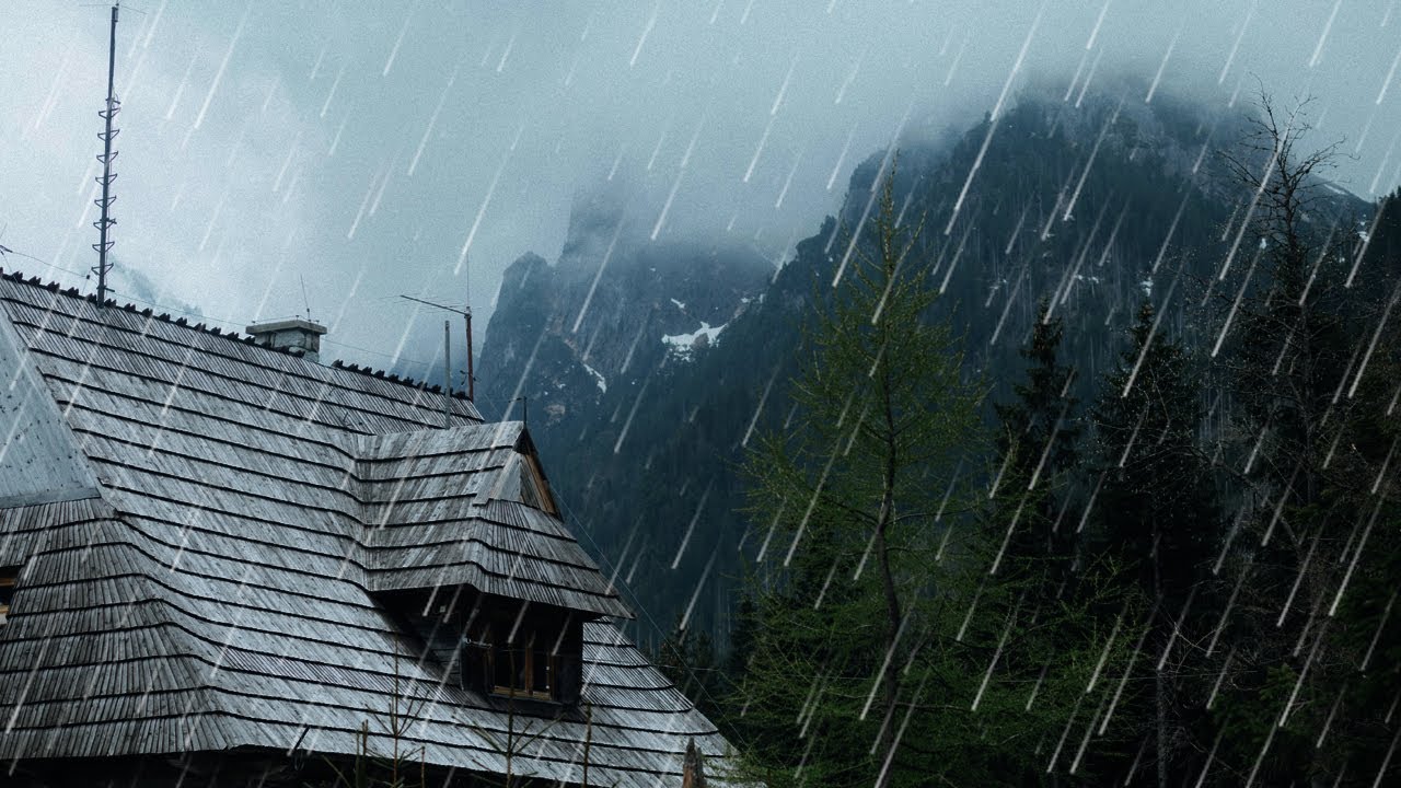 Sleep rain sounds | 1 hours relax with the sound of rain in the foggy ...