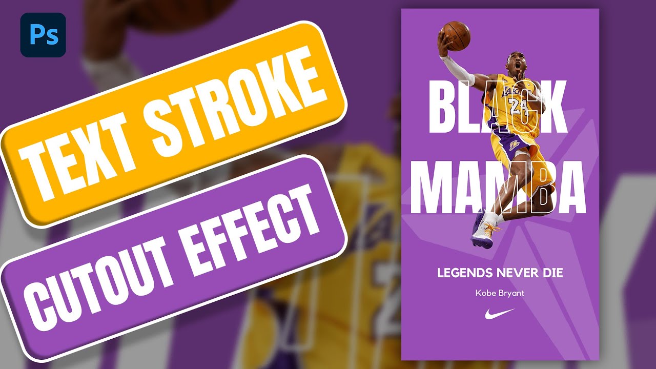Design Nike Brand Banner with Text Stroke Cutout Effect in Photoshop ...