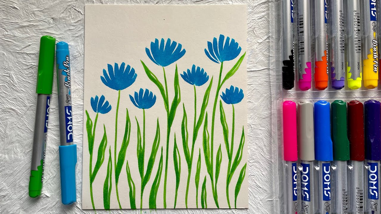 Floral art with brush pens #artforbeginners #brushpen #flowerdrawing ...