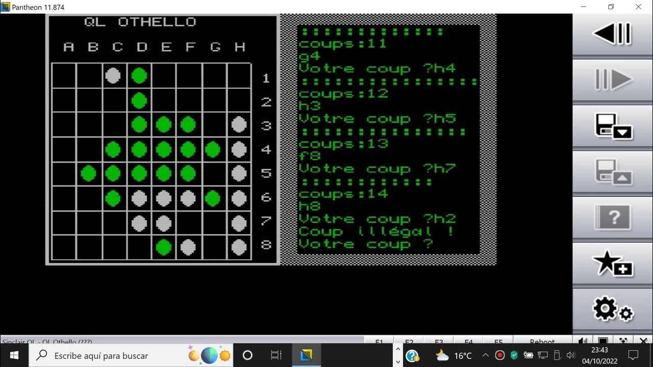 QL Othello - Sinclair QL - Pantheon - Test Windows 10 - YouTube