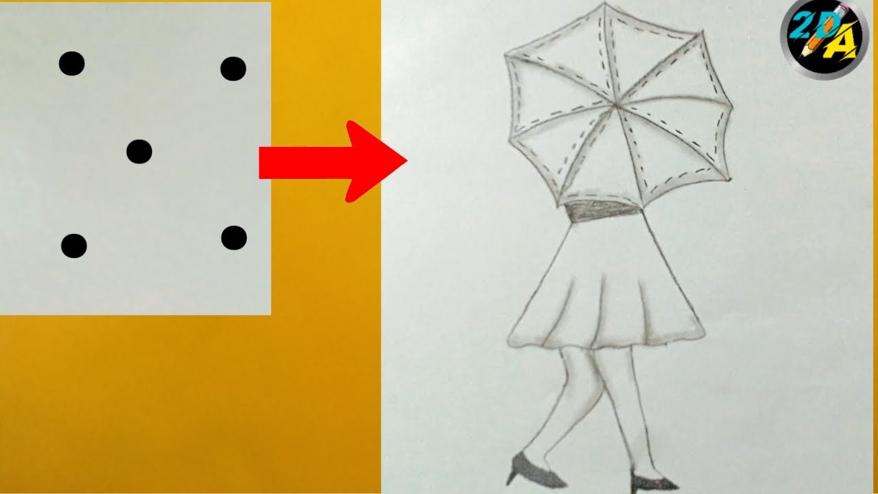 point how to turn five points into a girl drawing || How to draw a girl ...