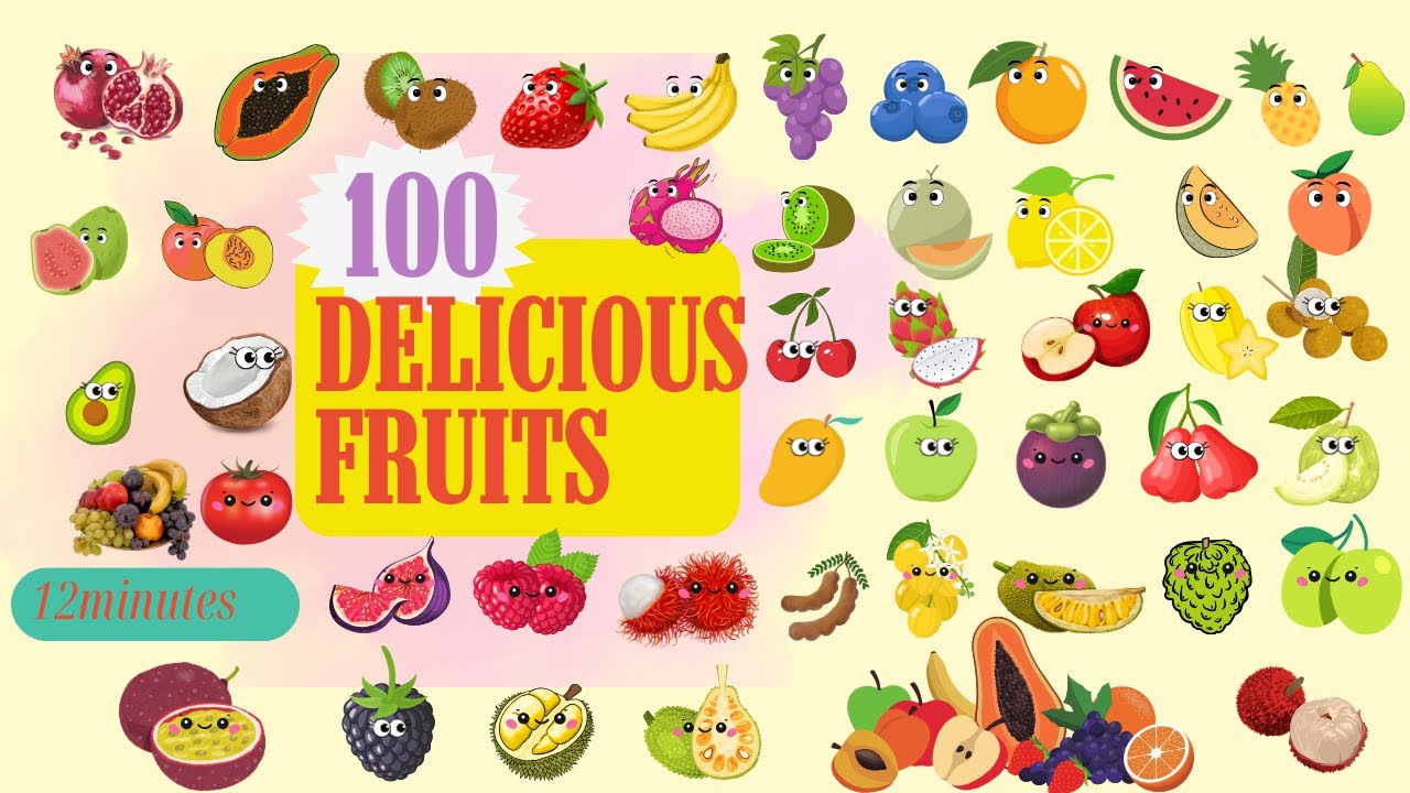 🍎 100 Fruits Names with Spelling & Vocabulary part 1 | Fun Learning for ...