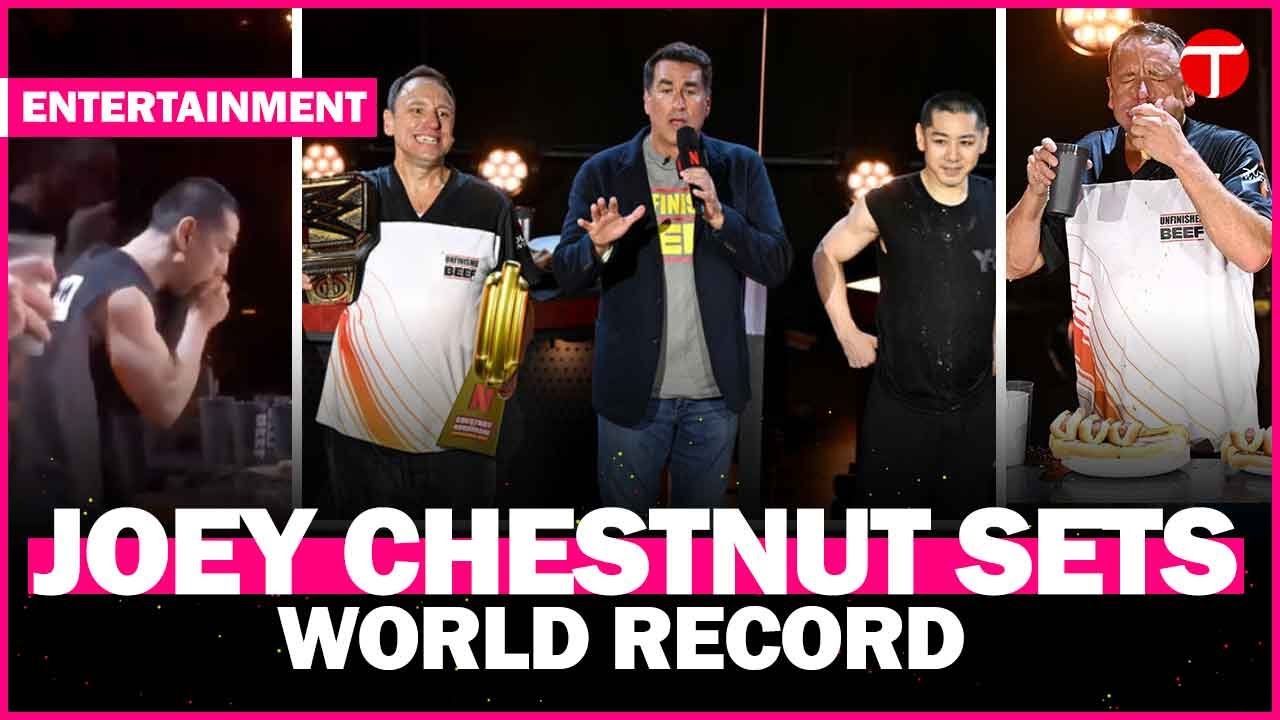 Joey Chestnut sets new world record with most Hot Dogs eaten in Netflix ...