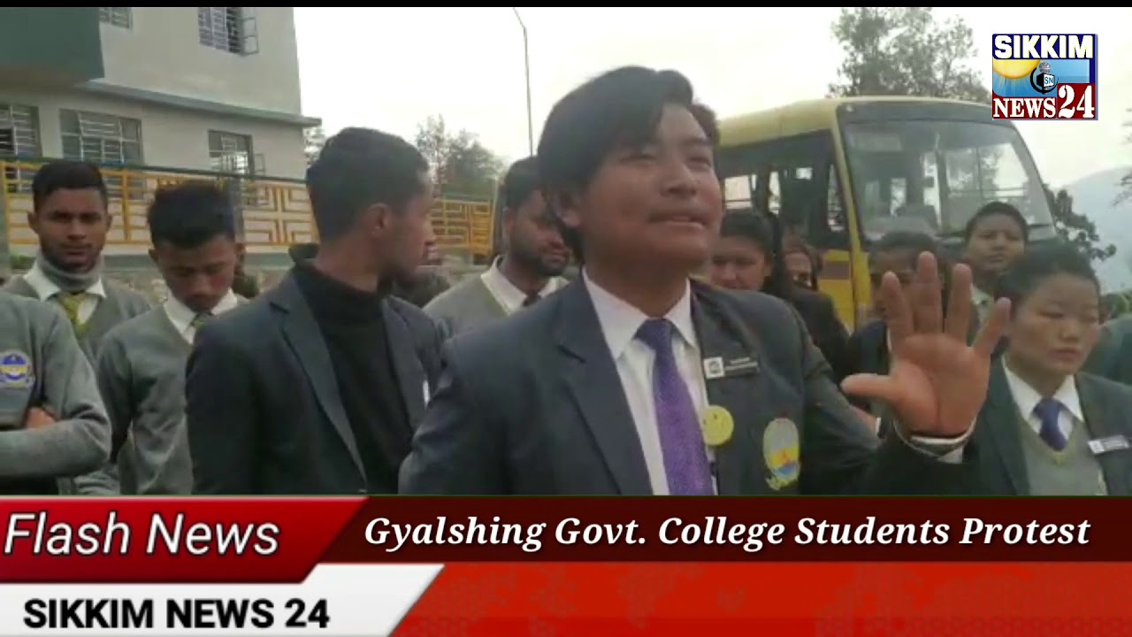 Gyalshing Govt. College continues their third day protest - YouTube