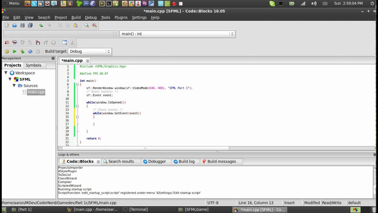Gamedev Sfml Part 1 Codeblocks Youtube
