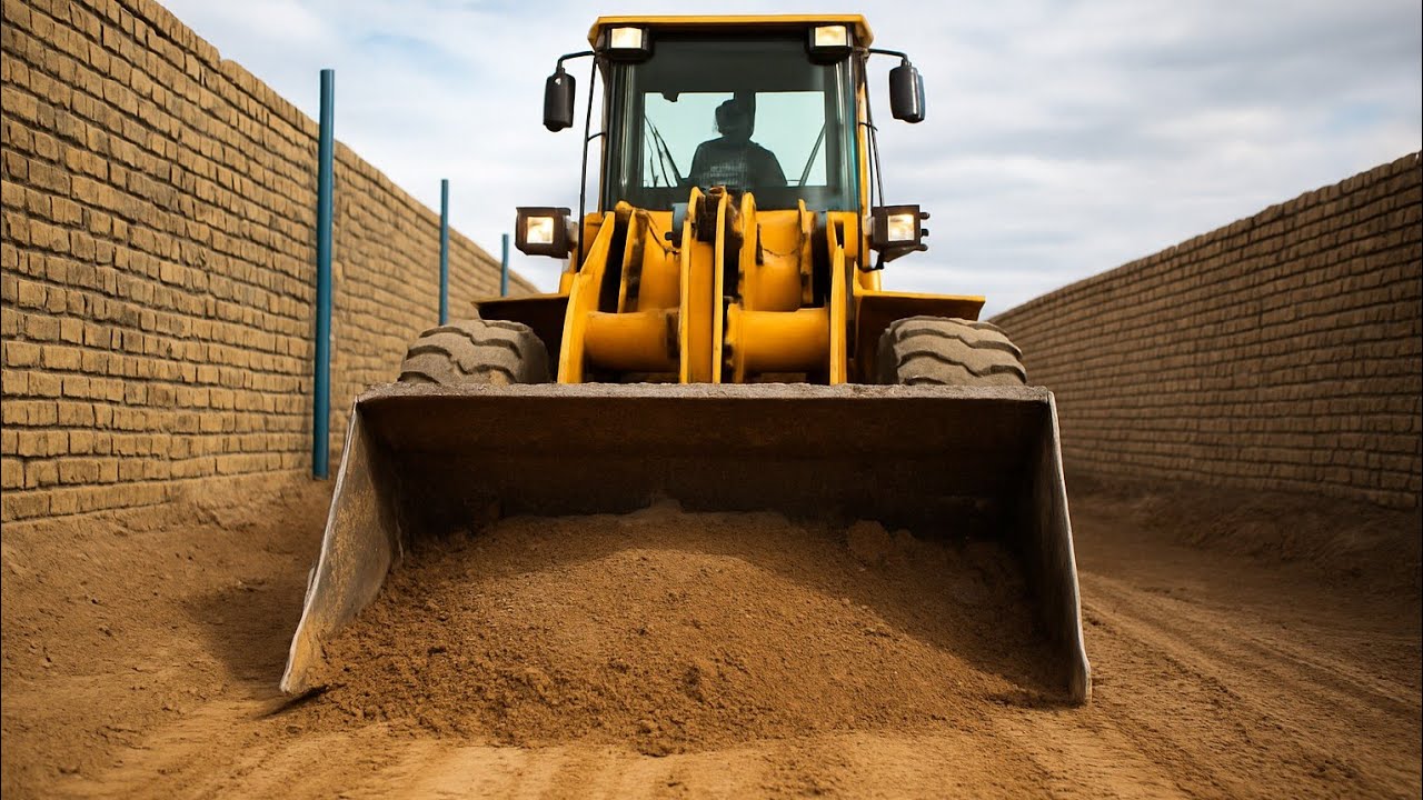 Powerful Loader in Action: Leveling Sand for the Grand Hall Project ...