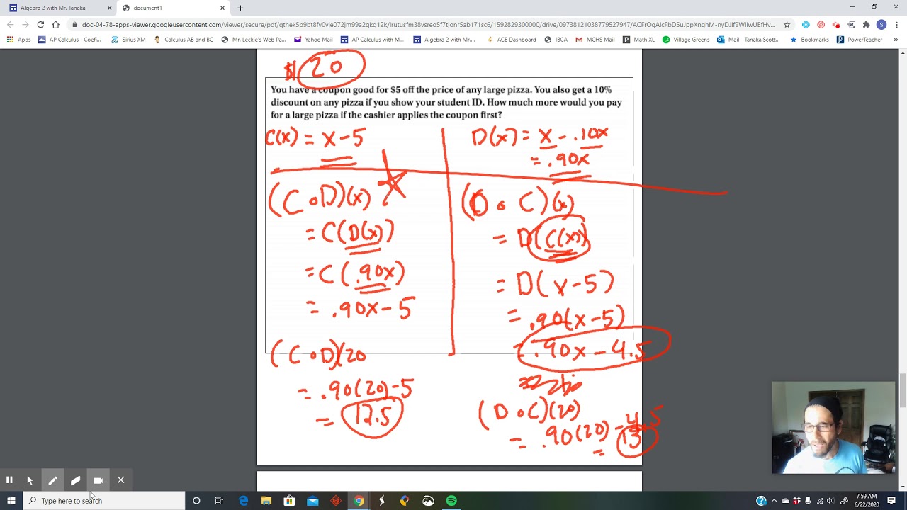 Alg 2 Section 6 6 Functions Operations Part 2 Youtube