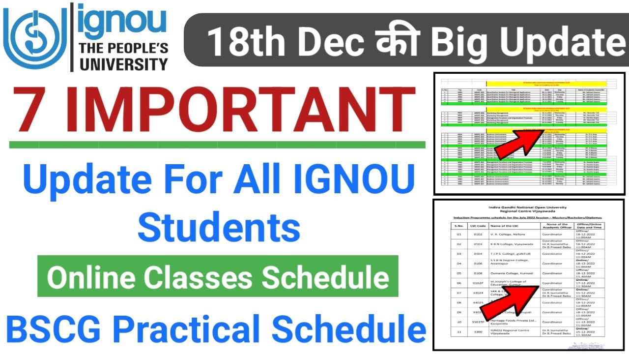 IGNOU 7 Important Update For All IGNOU Students | BSCG Practical ...