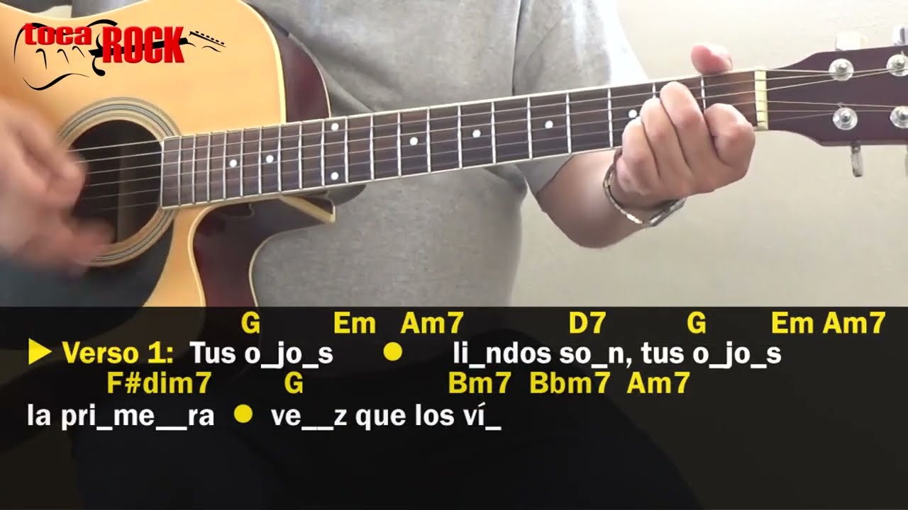 "tus ojos" con acordes y tabs (tutorial guitarra de una clásica de los ...