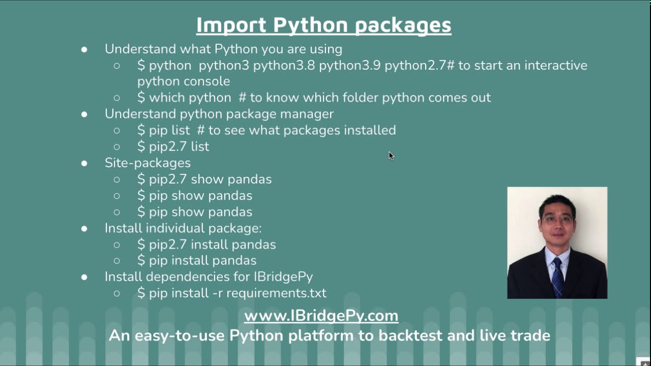 Import Python packages for algorithmic trading IB TD Ameritrade ...