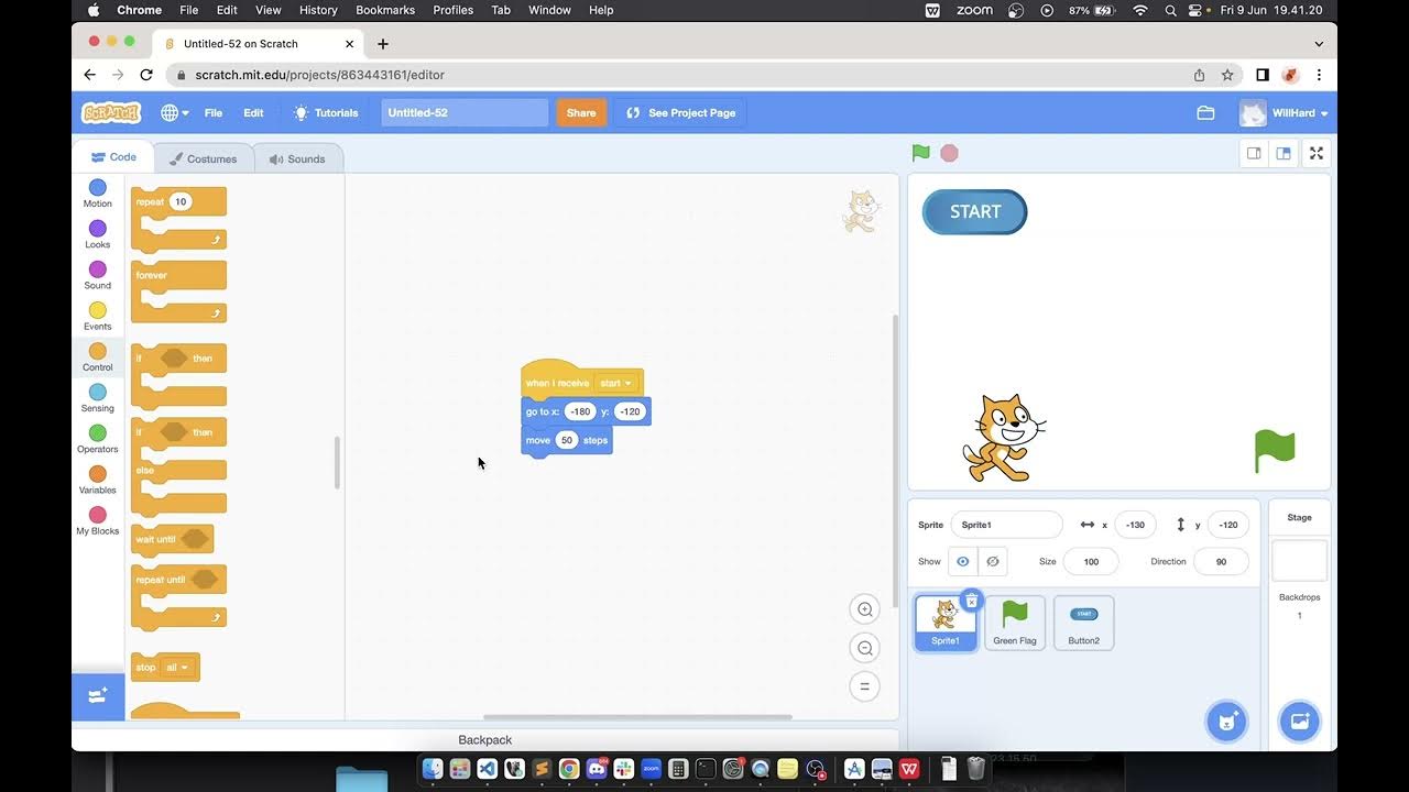 Broadcast and Repeat Until Block Example - Scratch Tutorial - YouTube