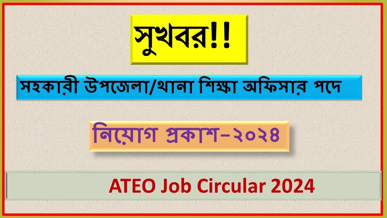 ATEO JOB CIRCULAR 2024 || সহকারী উপজেলা/থানা শিক্ষা অফিসার নিয়োগ ...