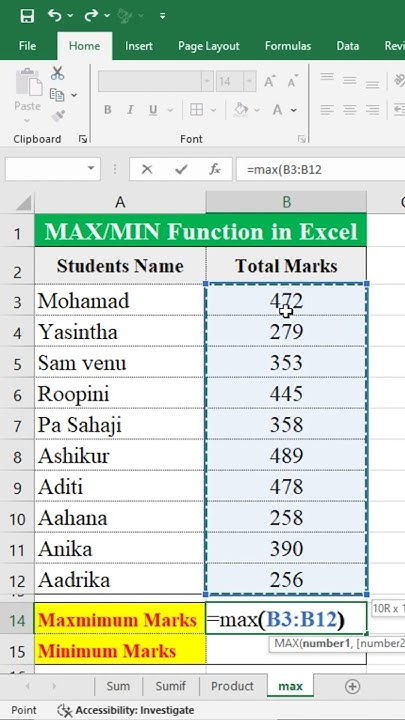How to find Maximum and Minimum Value in Excel | #excel #microsoft #techblend8 - YouTube