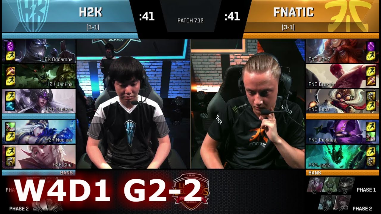 Fnatic vs H2K Gaming | Game 2 S7 EU LCS Summer 2017 Week 4 Day 1 | H2K vs FNC G2 W4D1 - YouTube
