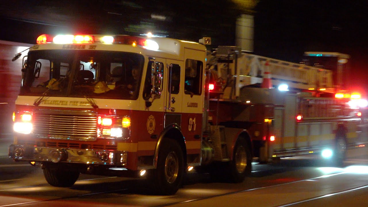 Philadelphia Fire Department Engine 13, Ladder 1 & Squrt 8 Responding ...